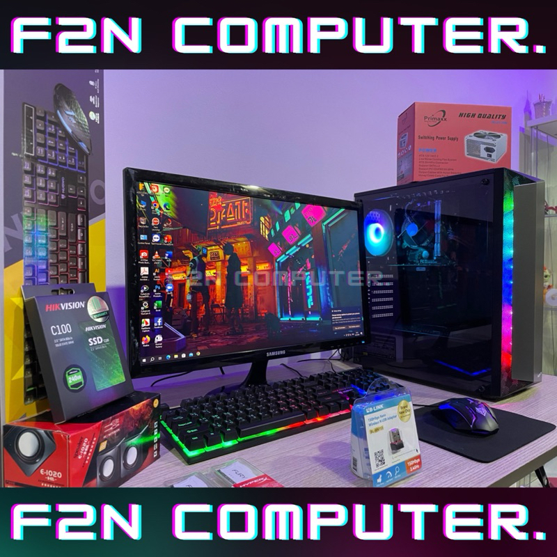 [F2N] เซ็ตคอมประกอบเล่นเกมส์มือสอง CORE i7GEN4 RAM16GB SSD256GB GT710 พร้อมหน้าจอ22นิ้ววาย ...