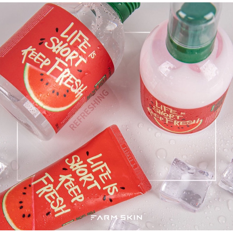 (2ขวด อิมัลชั่น+โทนเนอร์) Farm Skin Fresh Food For Skin Watermelon ...