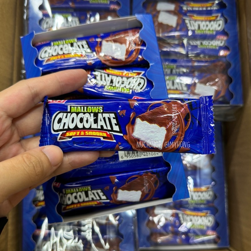 MALLOWS Chocolate soft and smooth มาร์ชเมลโล่ เคลือบช็อกโกแลต 1 กล่อง ...