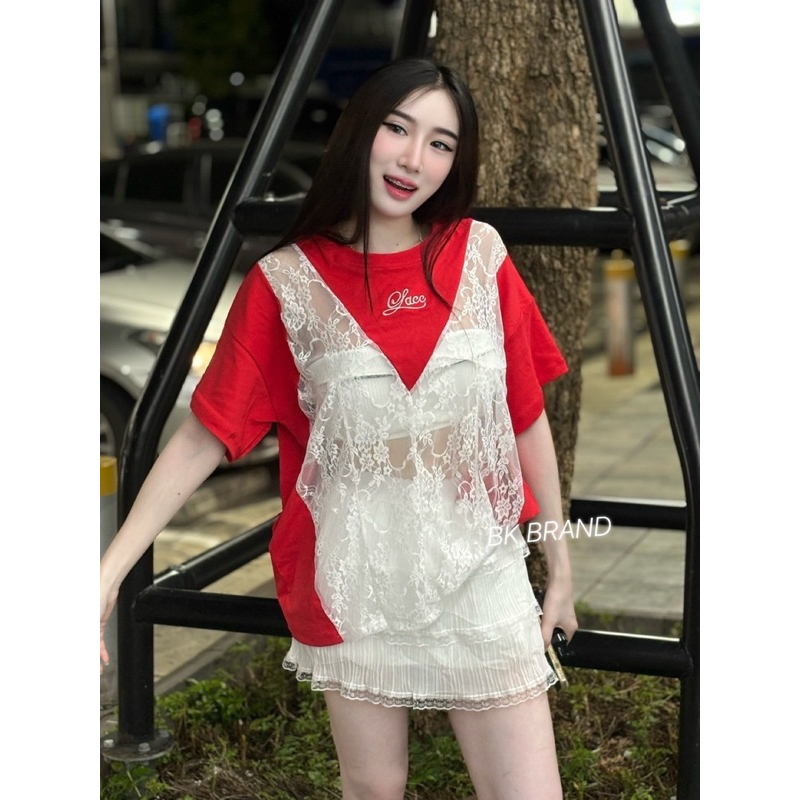 Phapassz - Set 2 ชิ้น คอกลมปักแต่งลูกไม้ กระโปรงพลีทแต่งระบายลูกไม้ ผ้าดี ผ้ามากจ้า Bk | Shopee ...