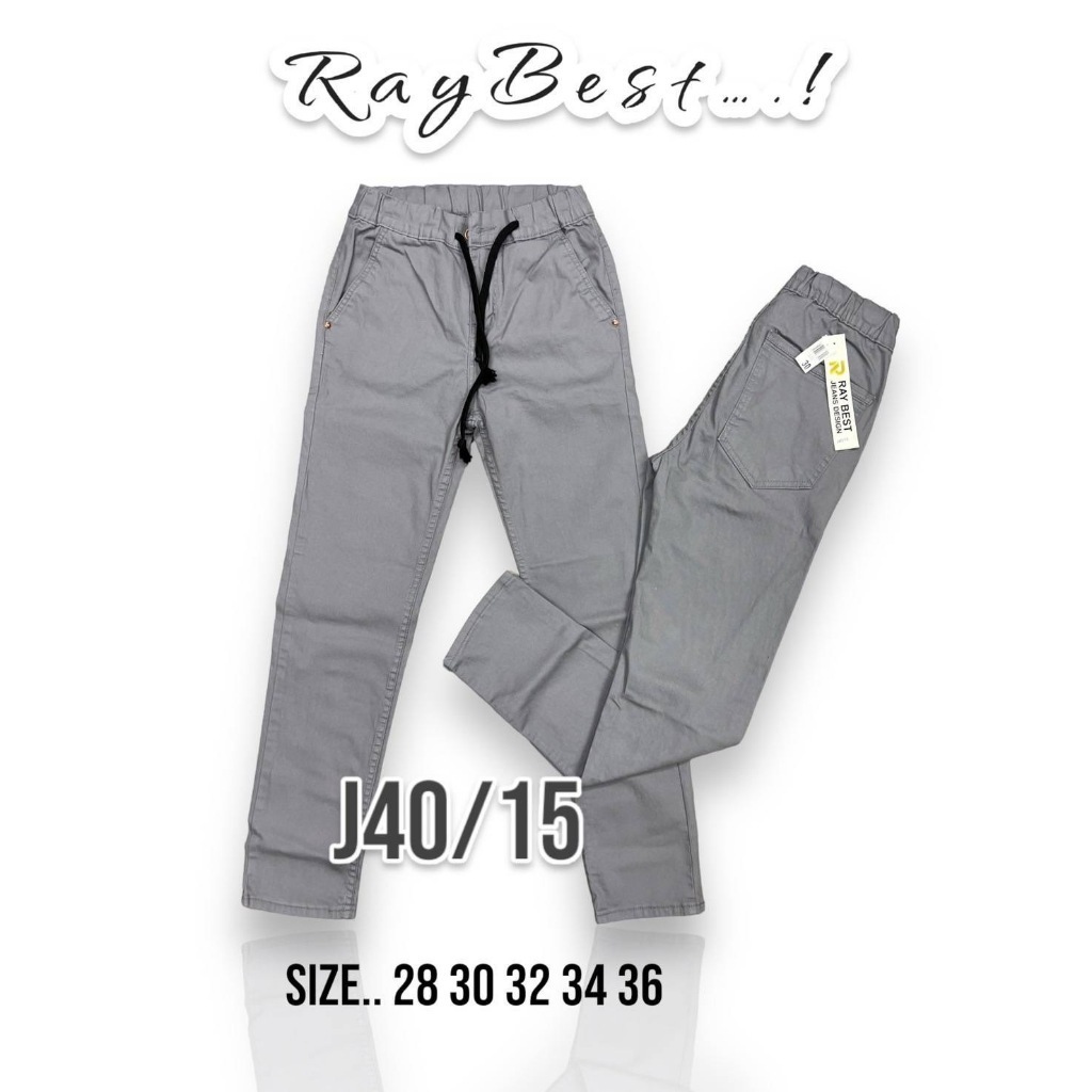 กางเกงขายาวผู้ชาย กระบอกเล็กJ40 ผ้ายูนิโคล่ เนื้อนิ่ม เอวมาตราฐาน เอวยืดและมีเชือกผูก เอว28-36 ...