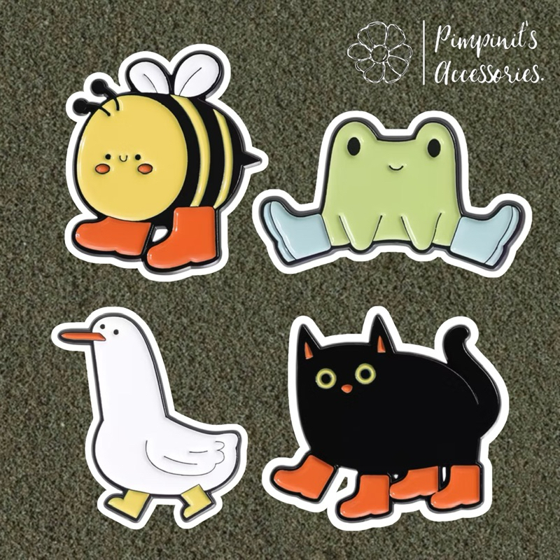 ร้านในไทยพร้อมส่ง : เข็มกลัดเซ็ทกบ, แมว, เป็ดและผึ้ง | Frog, Cat, Duck ...