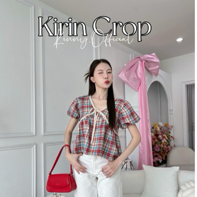 Kirin Crop เสื้อครอปผู้หญิง ลสยผ้าสก็อตแขนตุ๊กตา Lady Women Clothing | Shopee Thailand