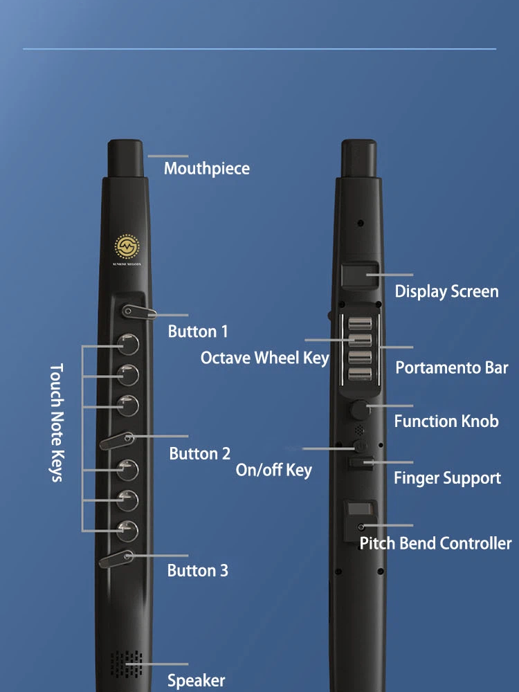 Sunrise Melody M1 Electronic Wind Instrument (EWI) แซ็กโซโฟนไฟฟ้า สี ดำ ...