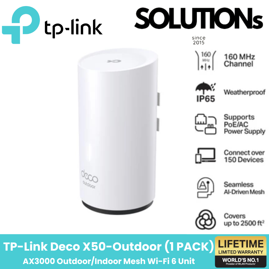 TP-Link Deco X50-Outdoor AX3000 เราเตอร์ไวไฟ 6 ใช้งานภายนอก IP65 กันน้ำ ...