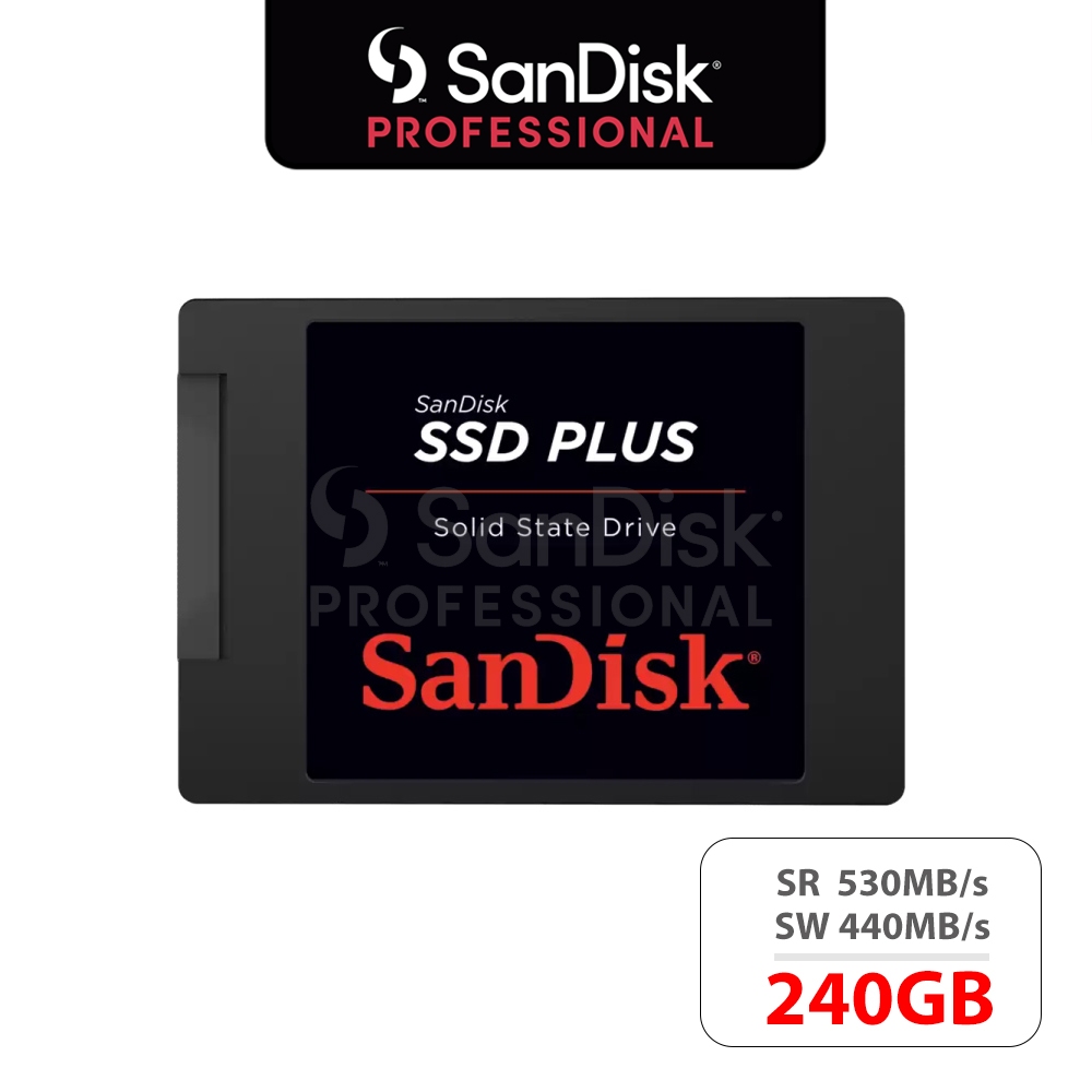 SanDisk PLUS SSD 240GB , SDSSDA-240G, SR530/SW440MB/s, ประกัน 3 ปี Solid State Drive เอสเอสดี ...