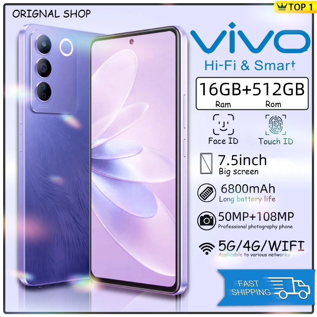 【COD】smartphone VIVO V27 5G 7.5นิ้ว 16GB รอม512GB โทรศัพท์สำห รับเล่น ...