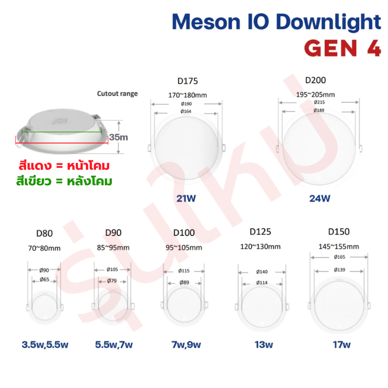 Philips led Meson IO ดาวน์ไลท์ 9W 105 59449 4 นิ้ว มีสีคูลไวท์ coolwhite 4000K 3000K 6500K ไฟฝัง ...