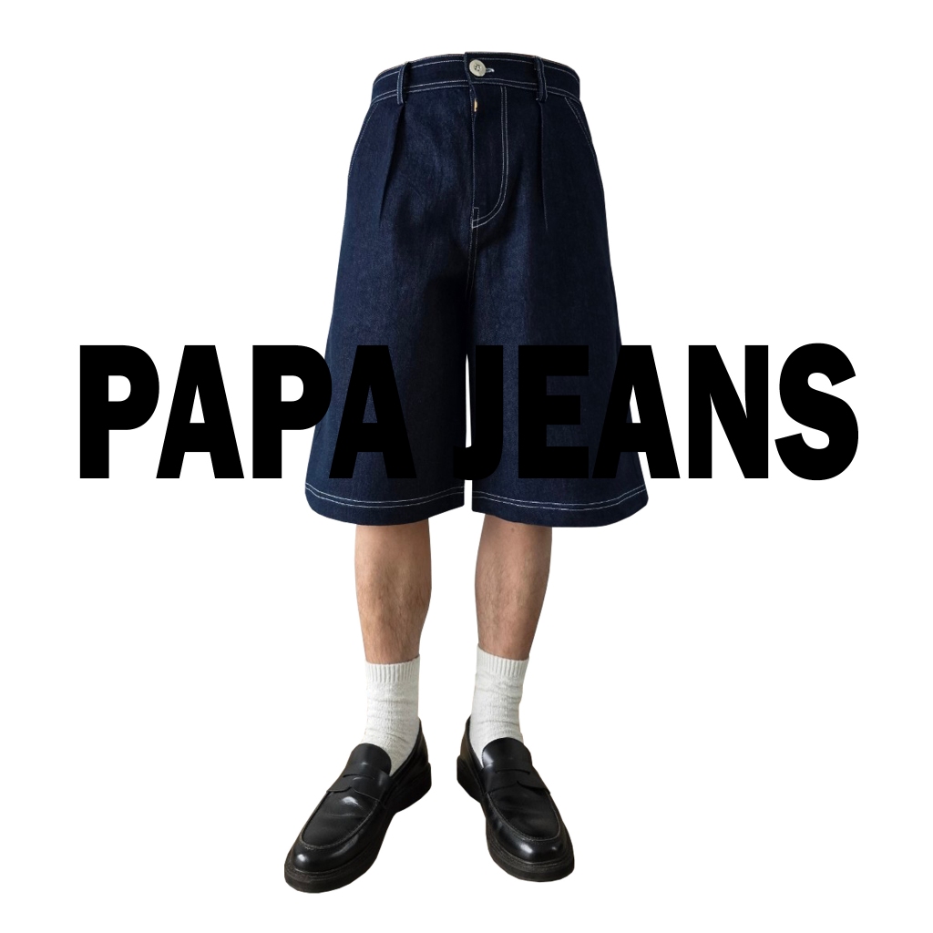 JAMANBKK / PAPA JEANS / กางเกงขาสั้นยีนส์ คลุมเข่า | Shopee Thailand
