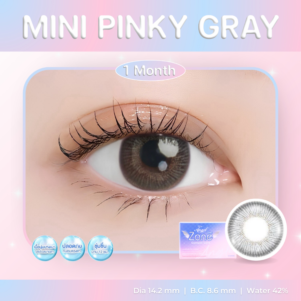 Mini Pinky Gray 14.2 คอนแทคเลนส์ Angel Zone (รองรับสายตาปกติและค่าสายตา ...