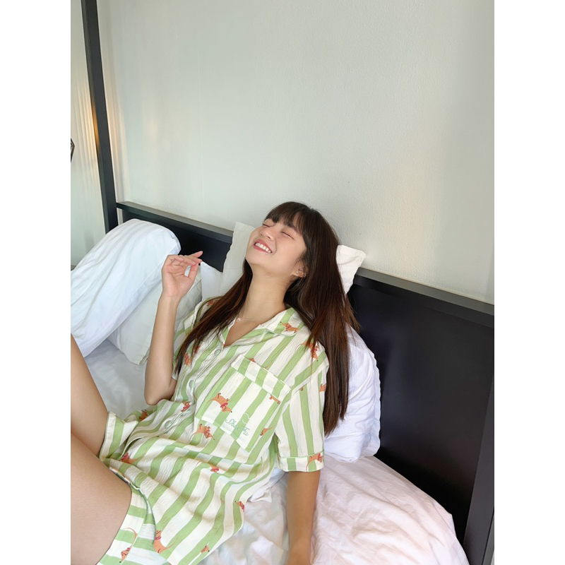 ชุดนอนโนบรา SHU FU -CLASSIC COLLECTION ZOO เขียว | Shopee Thailand