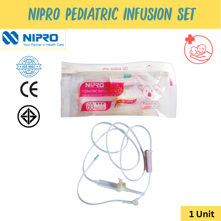 Nipro Pediatric infusion set [Non-DEHP] ชุดสายให้น้ำเกลือเด็ก สีชมพู 60 ...