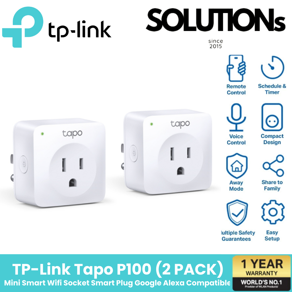 TP-LINK TAPO P100 PACK2 Mini Smart WiFi Plug สั่งเปิด-ปิดอุปกรณ์ผ่านแอพ ...