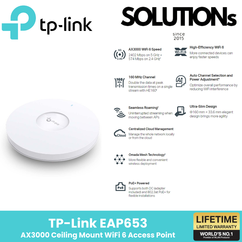 TP-LINK EAP653 AX3000 Ceiling Mount WiFi 6 Access Point | Shopee Thailand