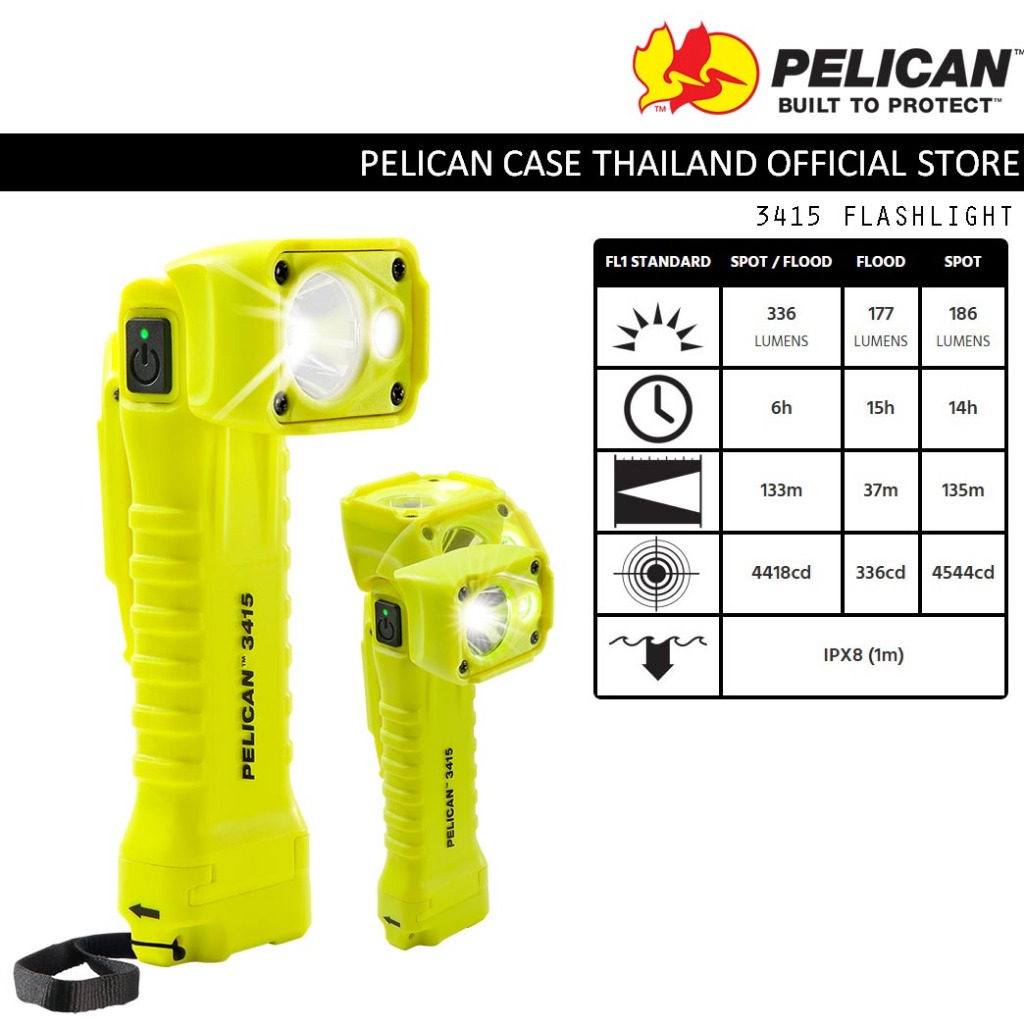 Pelican 3415 Right-Angel Flashlight ไฟฉายกันระเบิด / ไฟฉายเชฟตี้ ...