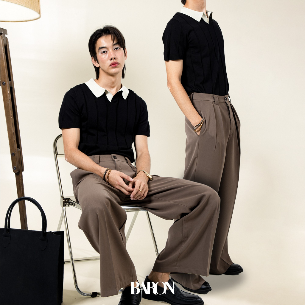 BARON Paris Polo Shirt เสื้อโปโลคอปก ผ้าร่องลอนใหญ่ | Shopee Thailand