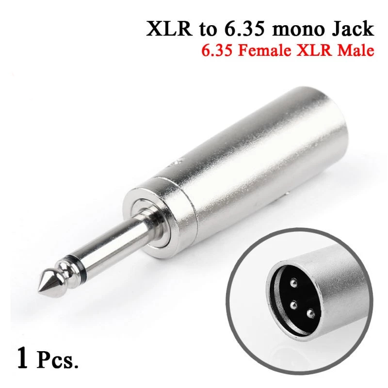 XLR Male to 1/4 TS Adapter, 6.35mm Mono Plug to XLR Male Unbalanced ...
