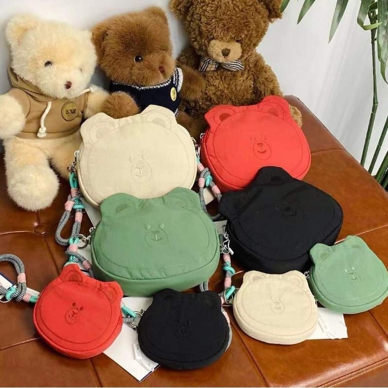 กระเป๋าสะพายข้างหน้าหมีผ้าไนลอน สายถอดออกได้ GUOO BEAR | Shopee Thailand