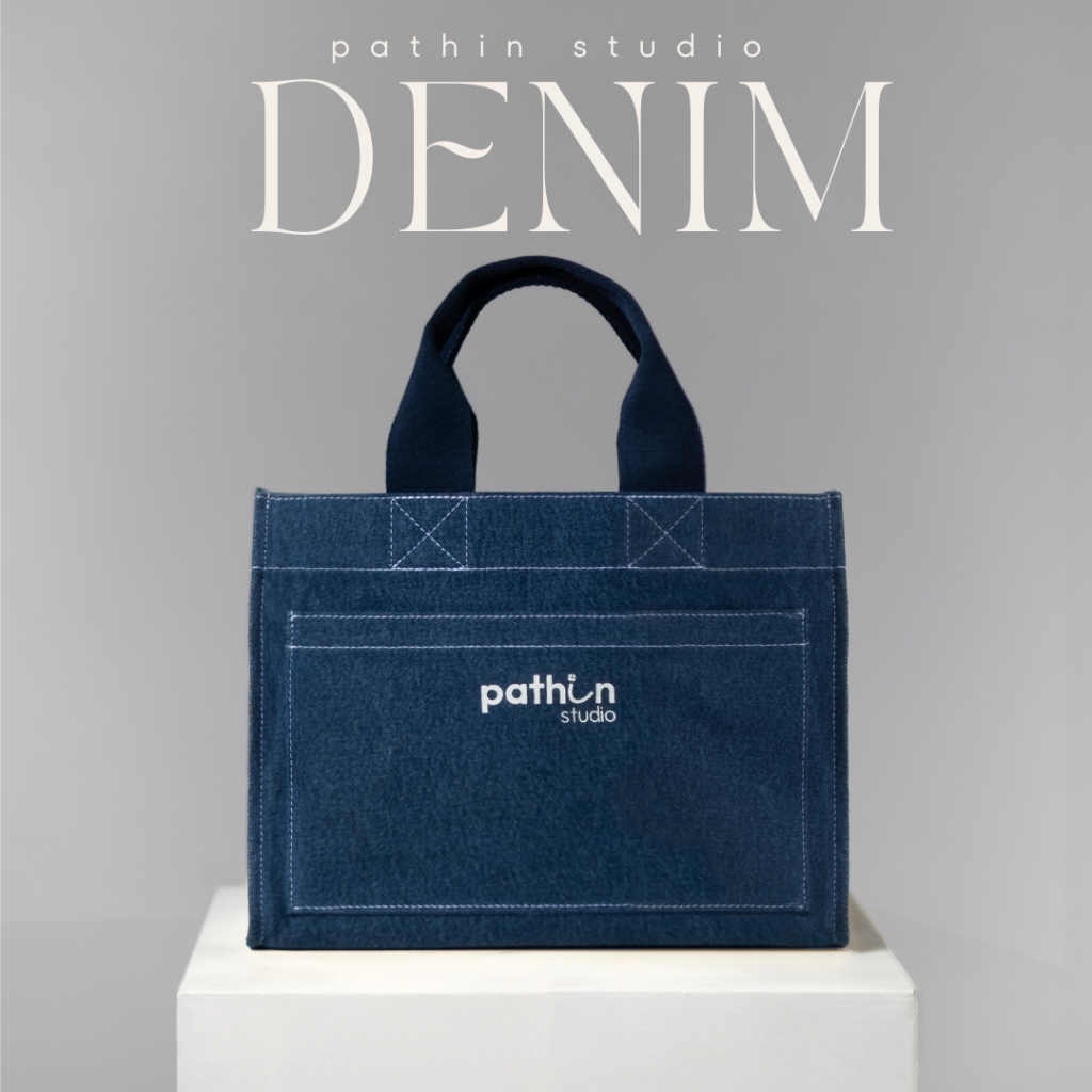 Pathin Studio กระเป๋าผ้า canvas ใส่คอมทำงาน พร้อมด้วยฐานรอง ช่องใส่ของ ...