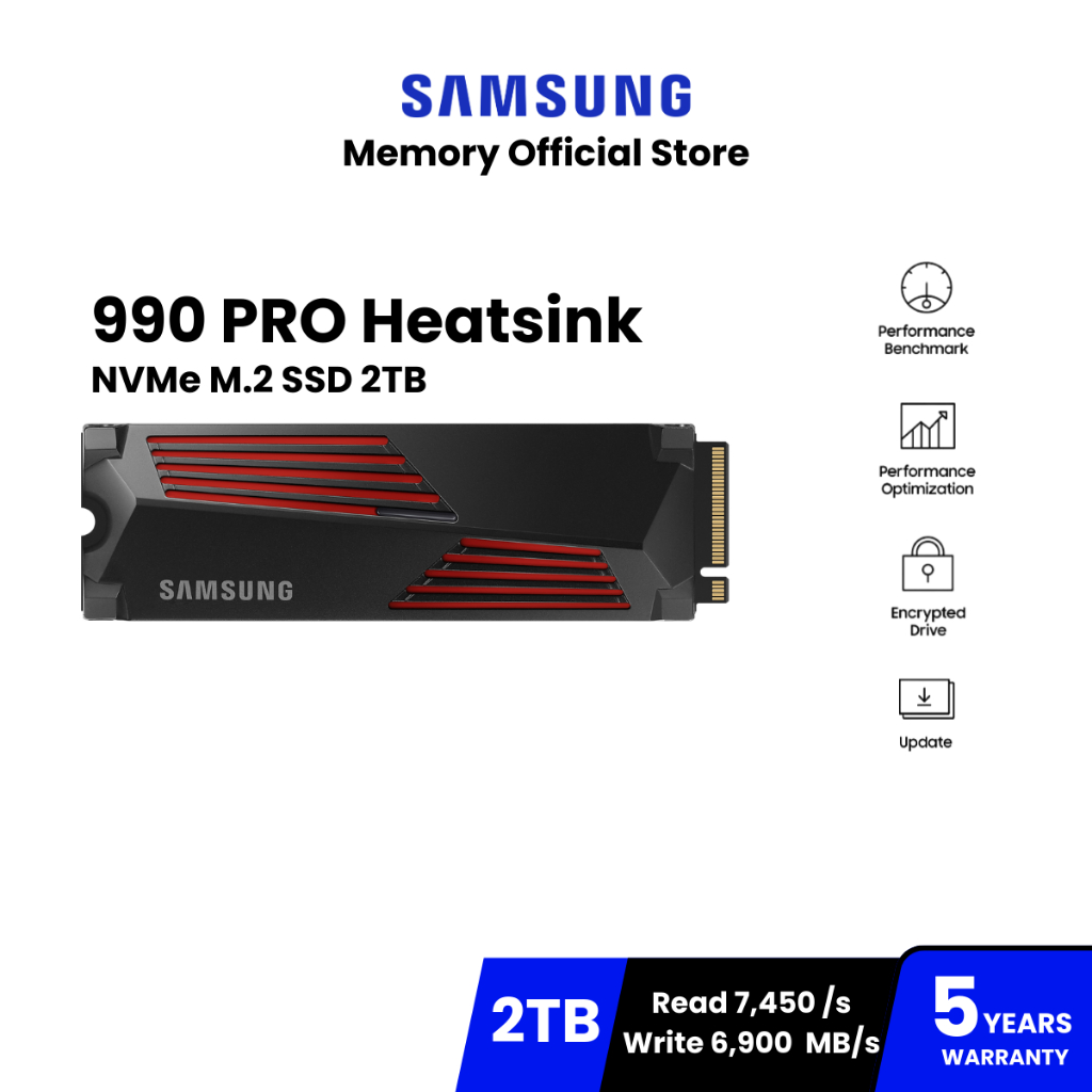 SAMSUNG 990 PRO Heatsink SSD M.2 7,450 / 6,900 MB/s ความจุ 1TB/ 2TB ...
