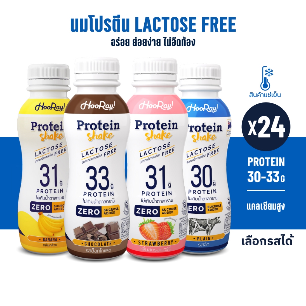 Hooray! Protein Shake Lactose Free นมโปรตีนสูตรเวย์ Pack 24 ขวด รอบส่ง ...