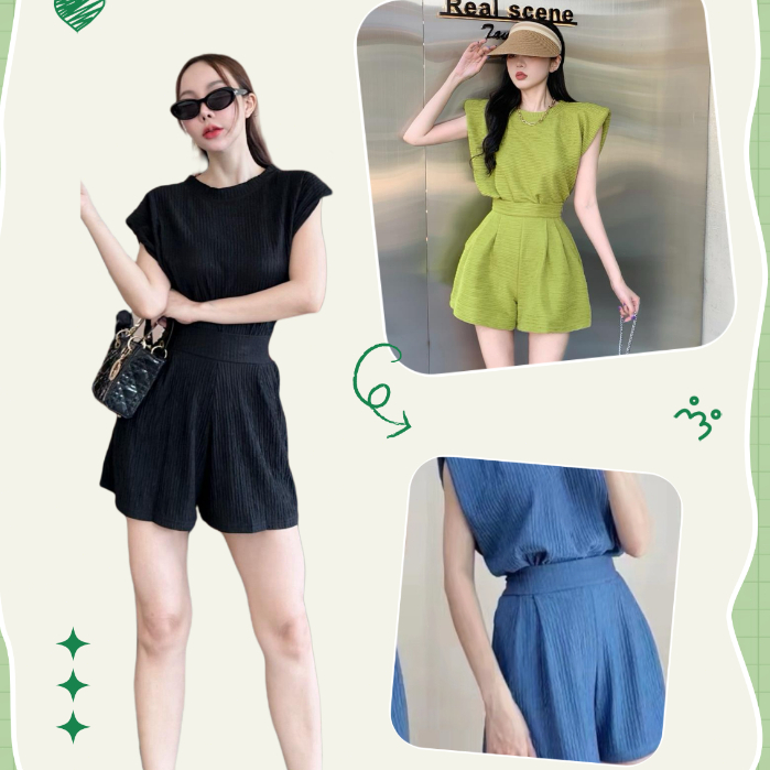 แขนสั้น เสื้อ + กางเกง ชุดเซ็ทเสื้อกางเกงสองชิ้น มีให้เลือกหลายสี TZ24 | Shopee Thailand