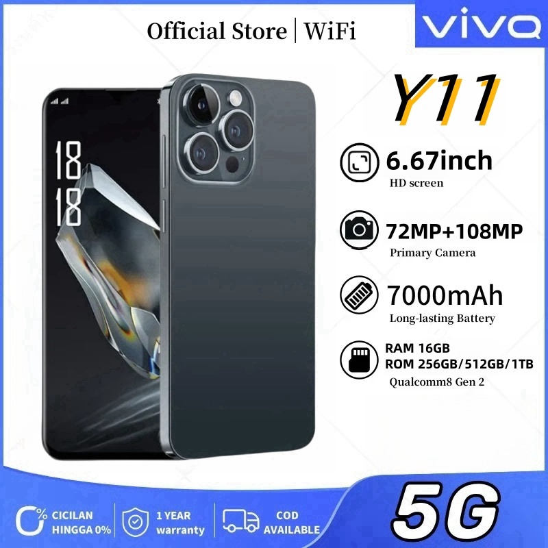Y11 5G สมาร์ทโฟน 16GB+1TB 6.67 นิ้ว 72MP+108MP HD กล้อง 7000MAH ...