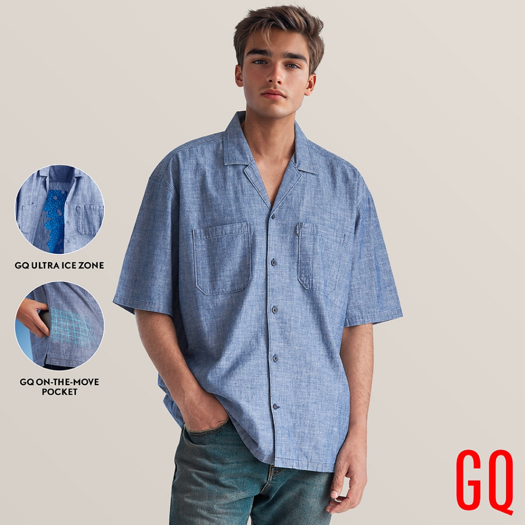 GQ Cool Tech™ Denim Short Sleeves เสื้อยีนส์เย็นแขนสั้น เย็นลงทั้งตัว ...