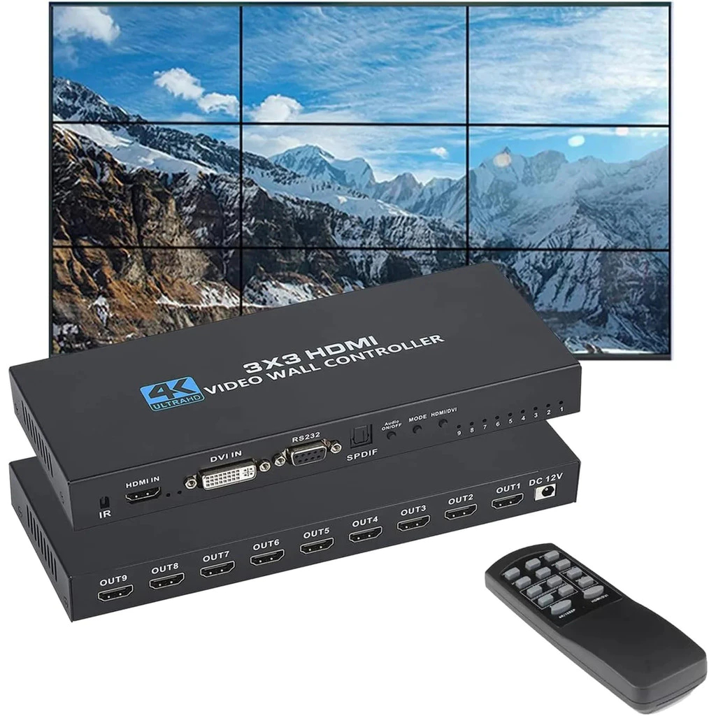 4k HDMI Video Wall Controller 3x3 1080P HDMI TV Wall Splicing ...
