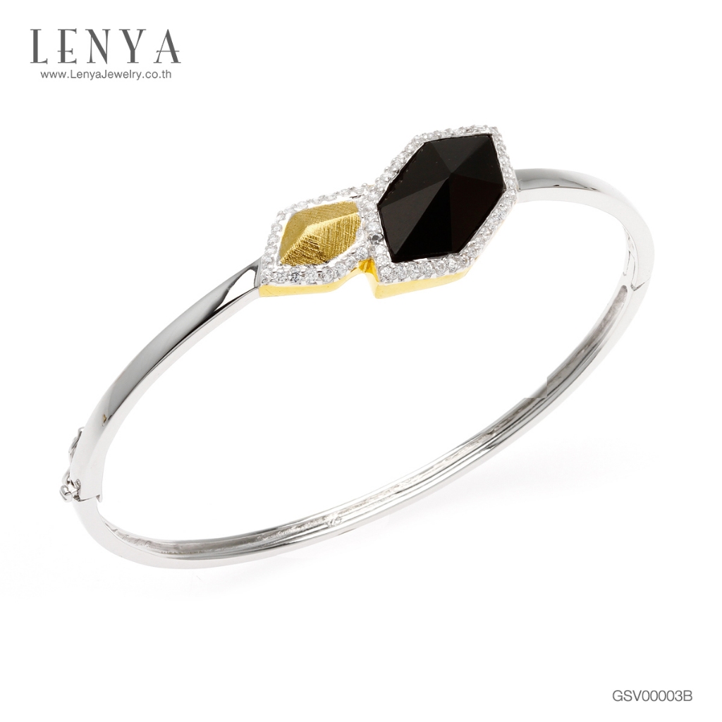 Lenya Jewelry กำไลข้อมือเงินแท้ ประดับ Black Onyx และ CZ | Shopee Thailand