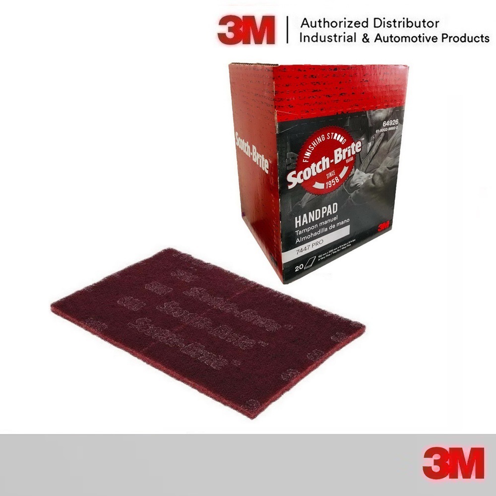 3M 7447 PRO แผ่นสกอตช์ไบรต์สีแดง 6นิ้วx9นิ้ว สำหรับงานประสิทธิภาพสูง ...