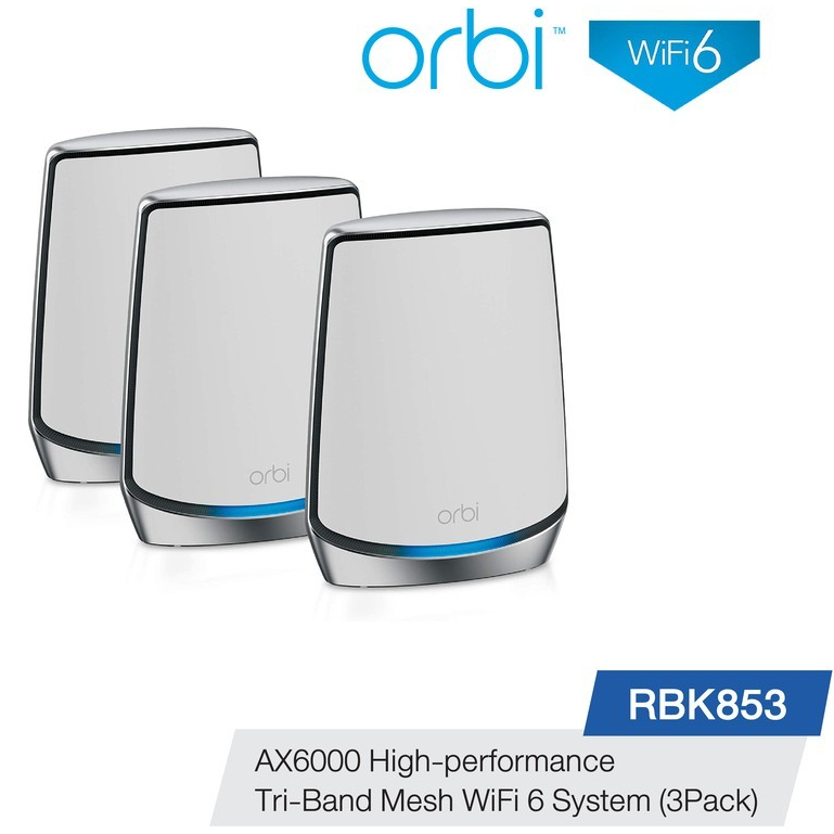 Netgear Orbi Mesh WiFi 6 System AX6000 (RBK853-100EUS) (อุปกรณ์ช่วยขยาย ...