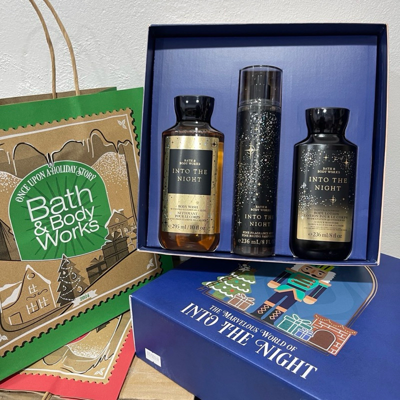 Bath&Bodyworks Into The Night Gift Set ชุดของขวัญบอดี้แคร์ขวดใหญ่3ชิ้น ...
