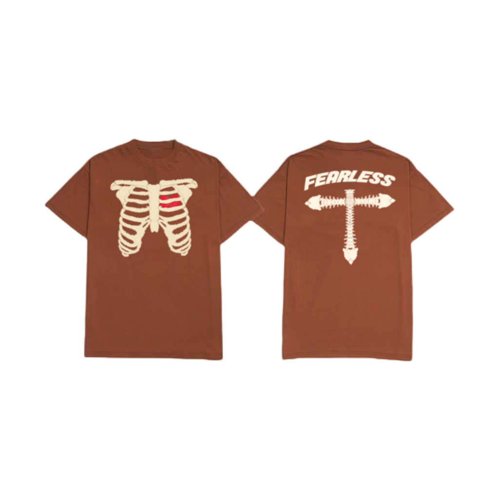 Fearless Bone เสื้อ โอเวอร์ไซส์ สไตล์อเมริกัน ฮิปฮอป สบาย ผู้ชาย คอกลม ...