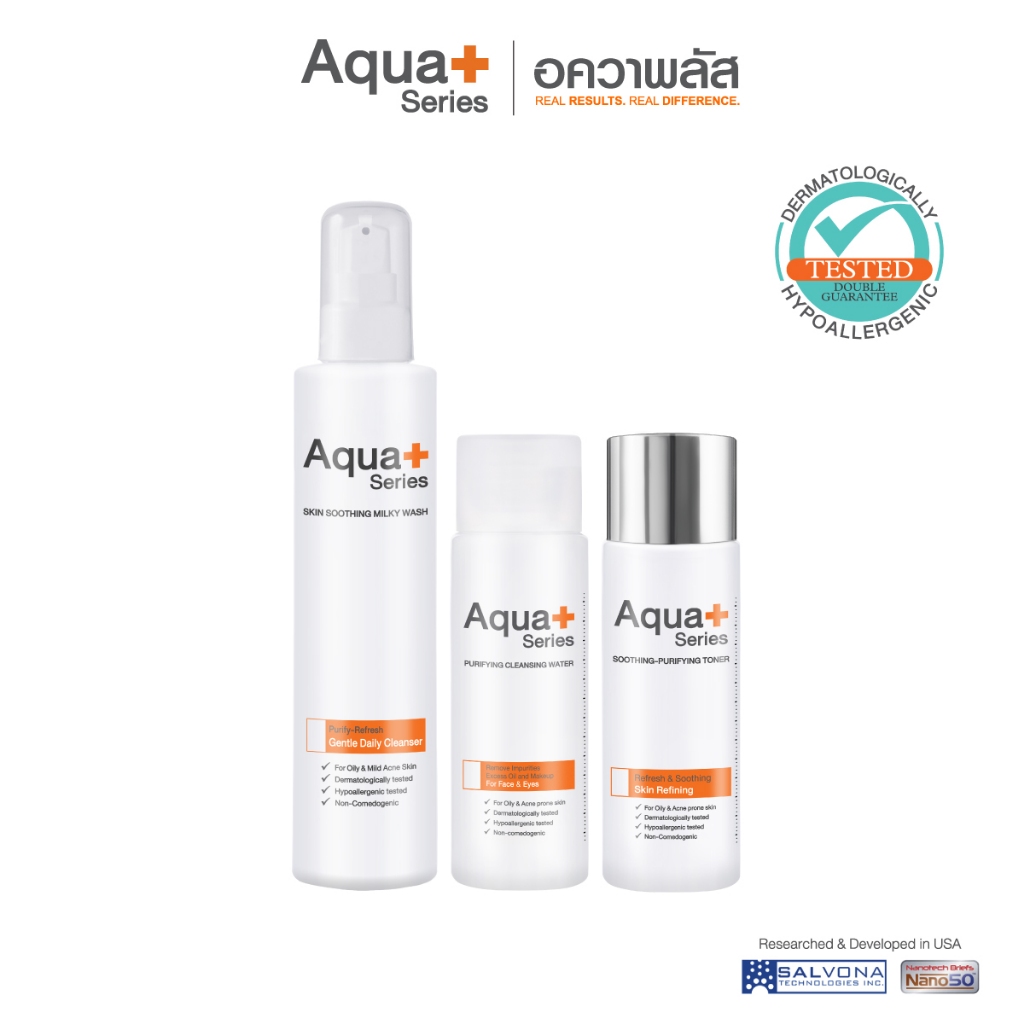 (ส่งฟรี) Aqua+ Series Skin Soothing Milky Wash & Cleansing Water 50 ml ...