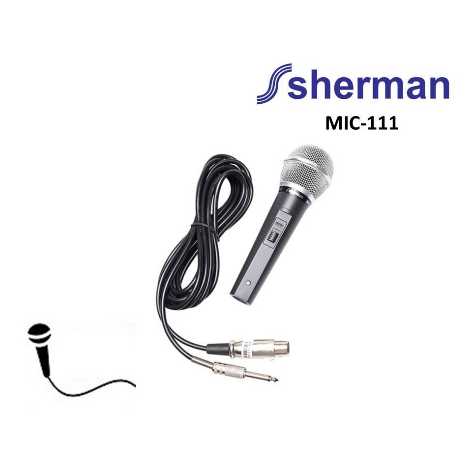 Sherman MIC-111 ไมโครโฟนสายแบบ Dynamic Microphone ไมค์เดี่ยว น้ำหนักเบา พร้อมด้วยช่องต่อแบบ ...