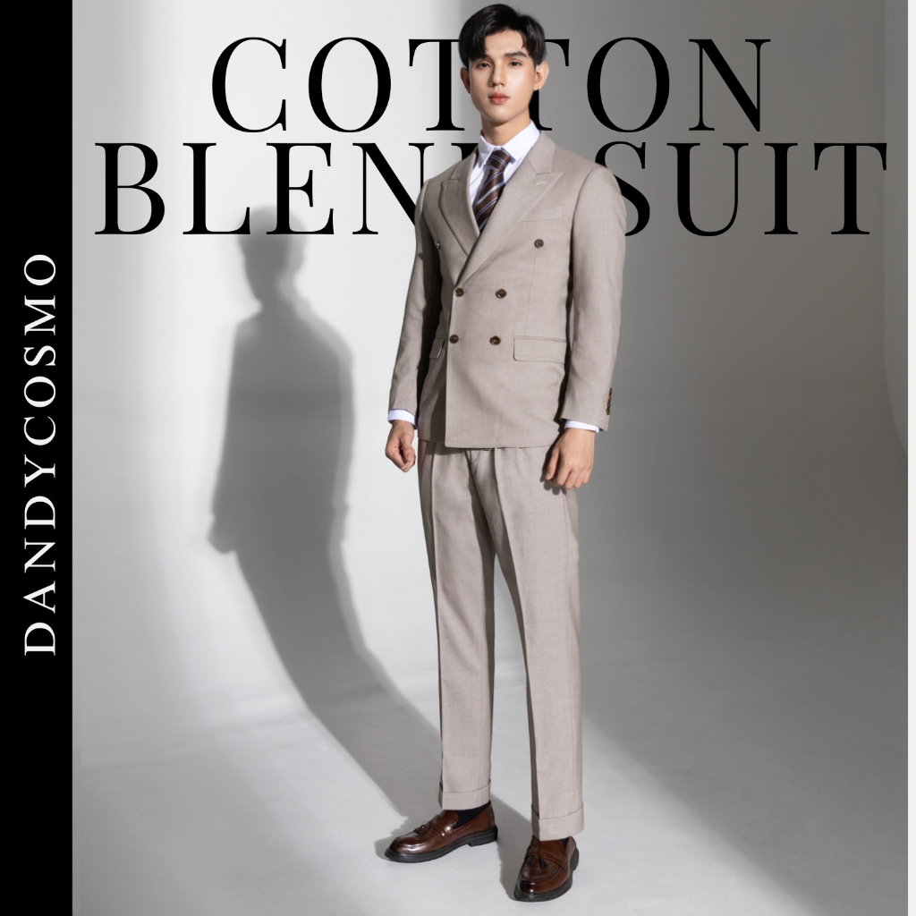DANDY COSMO | ชุดสูธ COTTON BLEND อิตาลี กระดุมคู่ สี Hazel Wood ...