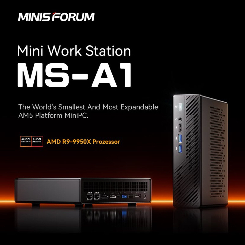 คอมพิวเตอร์แบบ PC Minisforum MS-A1 Mini Workstation Supports AMD AM5 ...