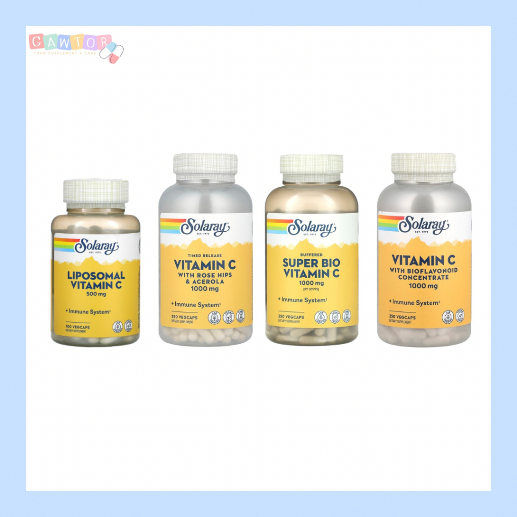 Solaray Vitamin C ( วิตามินซี 500 1000 mg ) Buffered, Super Bio, Time Release ชนิดเม็ด | Shopee ...