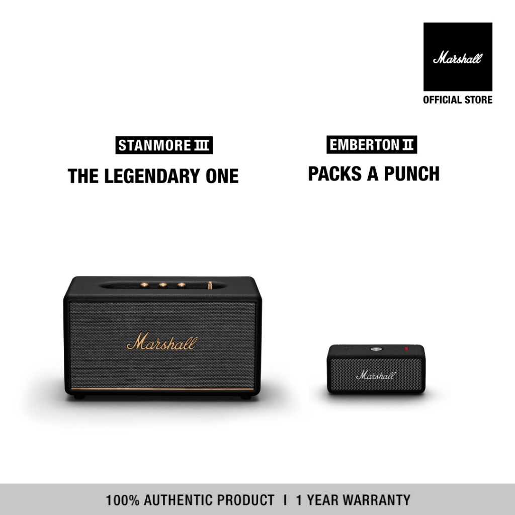 [BUNDLE SET] MARSHALL Stanmore III Black x Emberton II Black and Steel ...