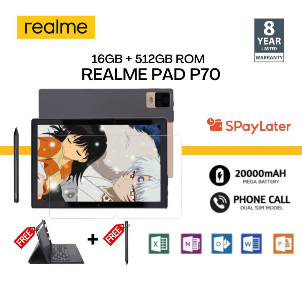 🔥2024 5G P70 PRO แท็บเล็ต Realme รุ่นล่าสุด 12 นิ้ว Android 12.0 ...
