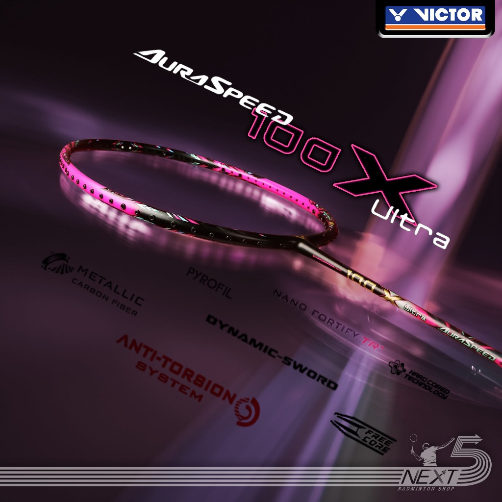 Victor ไม้แบดมินตัน รุ่น AuraSpeed 100x Ultra Hang Zhou Serie ( ARS-100X ULTRA) แถมเอ็น ซอง กริป ...
