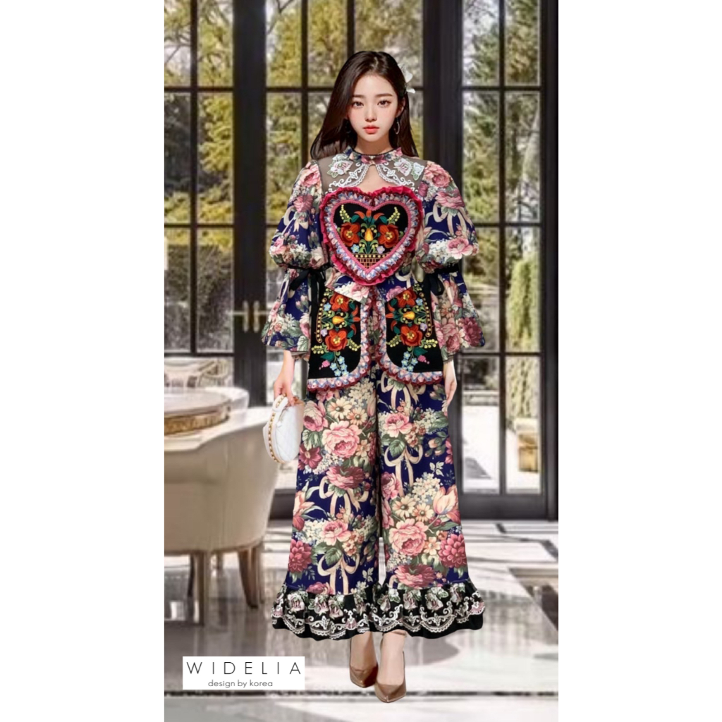Widelia made in Korea Set:: เสื้อครอปแขนยาวจั้มผูกโบว์แขนช่วงอกแต่ง ...