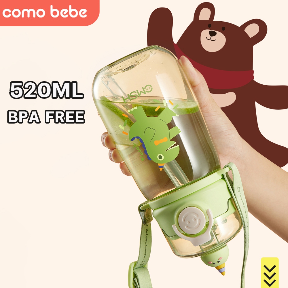 CMSH กระติกน้ำเด็ก 520ml ลายการ์ตูนน่ารัก พร้อมสายสะพาย Tritan ปราศจาก BPA เหมาะสำหรับไปโรงเรียน ...
