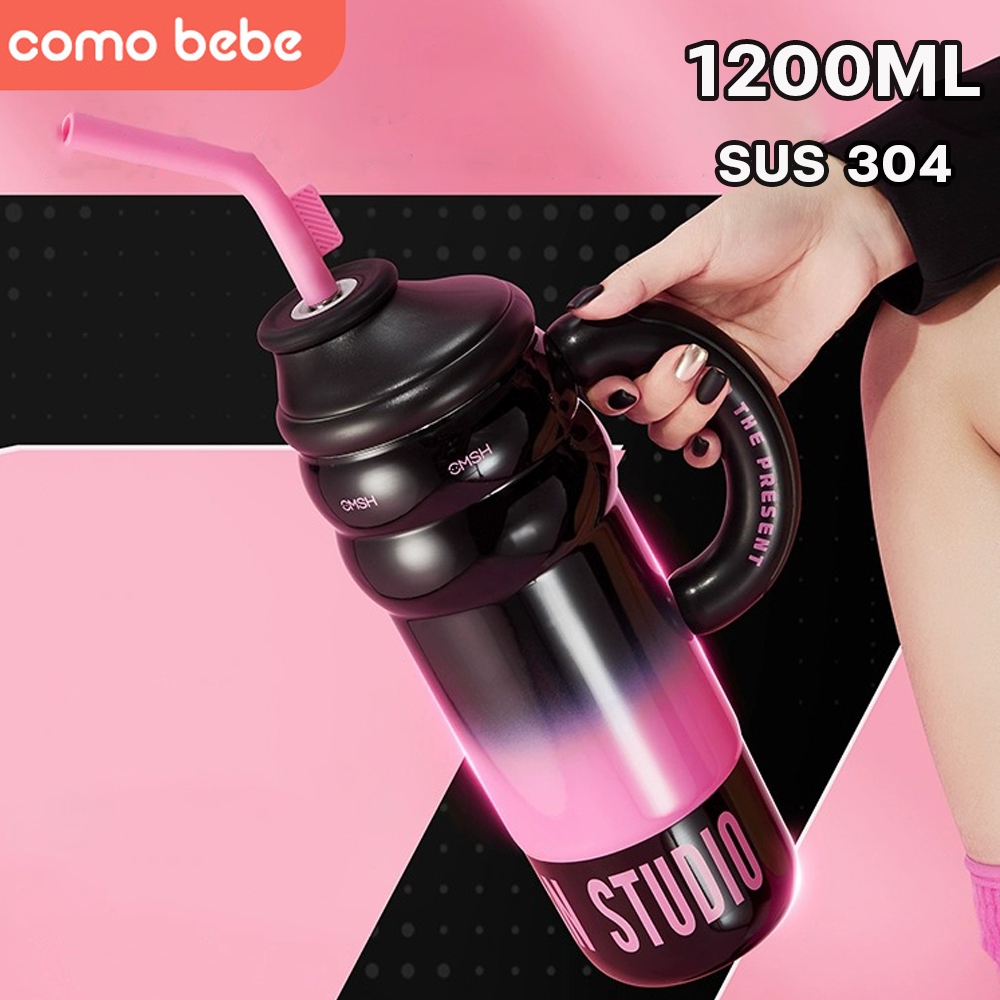 CMSH 1200ml แก้วน้ำสแตนเลส พร้อมหลอดดูด ความจุ แก้วเก็บความเย็นมีด้ามจับ ที่กรองชาใหญ่ | Shopee ...
