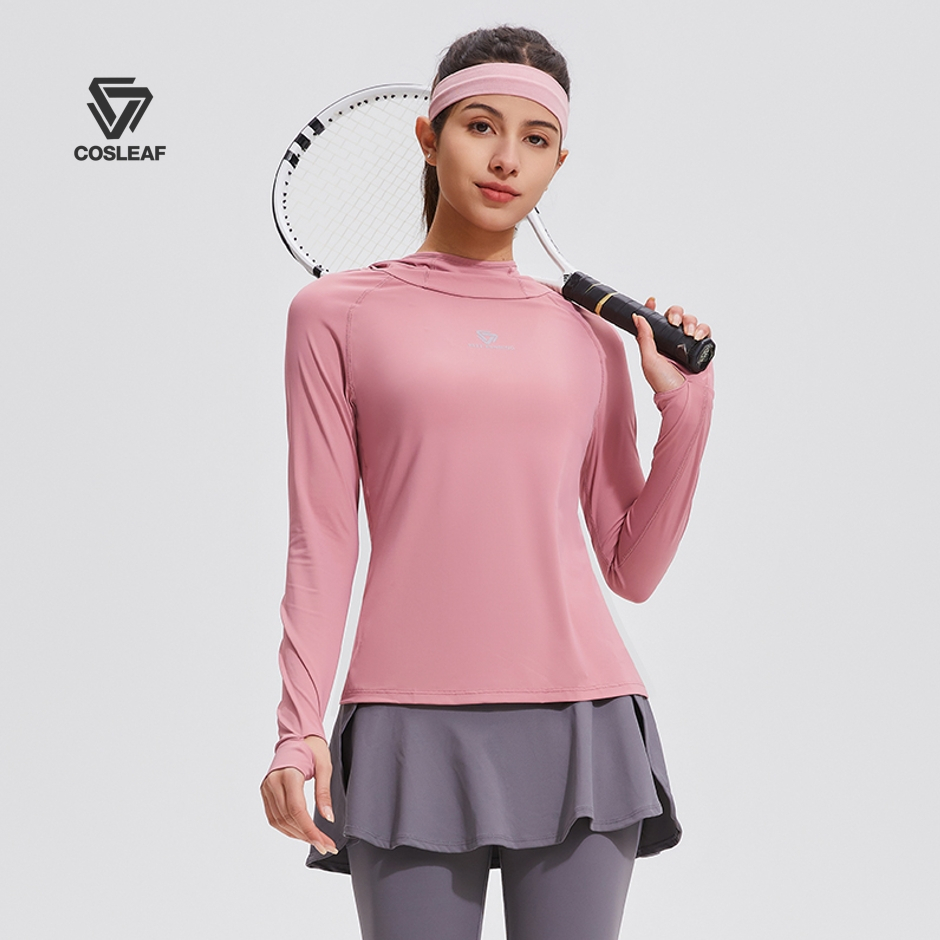 Cosleaf เสื้อแขนยาวมีฮู้ด ผ้า LYCRA ยืดหยุ่นดี น้ำหนักเบา แห้งไว ระบาย ...