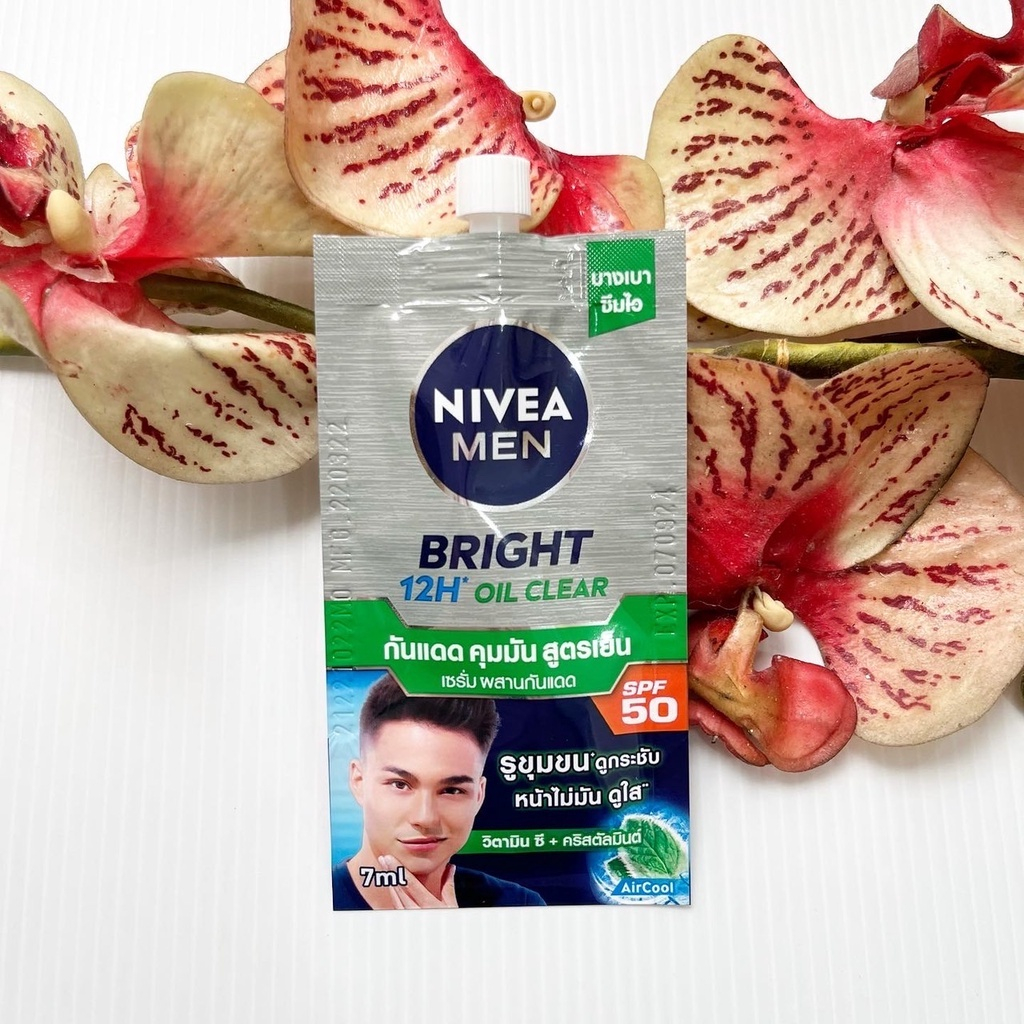 7 ml. ผลิต 06/23 แบบซอง Nivea Men Bright 12H Oil Clear SPF50 นีเวีย เมน ...