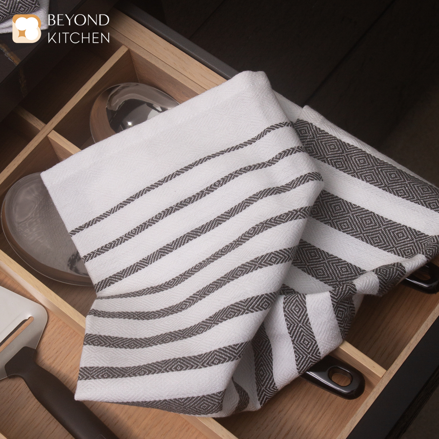 ผ้าเช็ดแก้ว ผ้าเช็ดอุปกรณ์กาแฟ BEYOND KITCHEN ลาย BElay Kitchen Towel แพ็ค3ผืน ขนาด 18"x28 นิ้ว ...