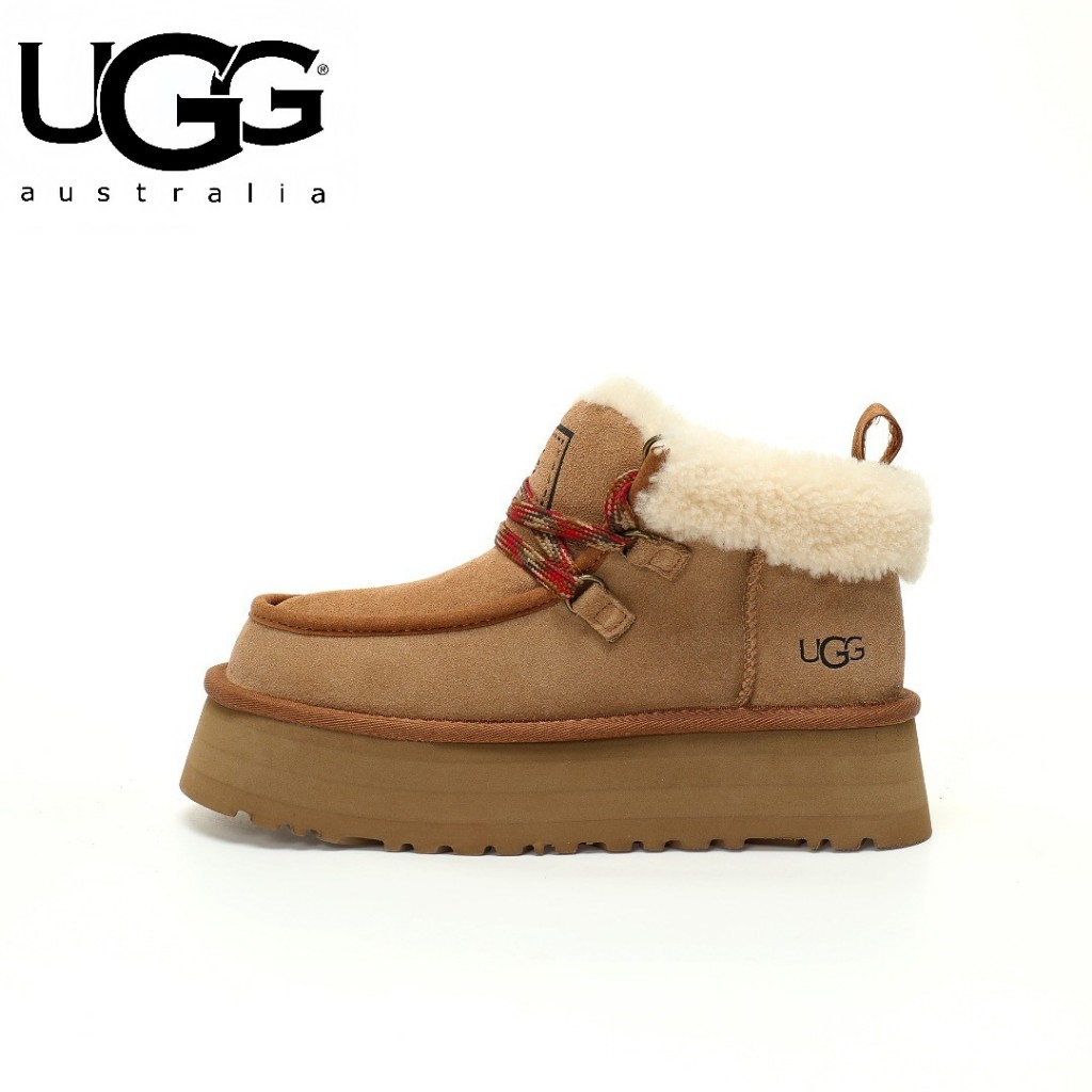 UGG Funkarra รองเท้าบูทสั้นนิ้วเท้ากลมสบาย ๆ รองเท้าบูทอบอุ่นของผู้หญิง ...