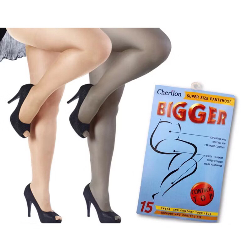 (แพ็ค 1 โหล) Cherilon Bigger เชอรีล่อน บิ๊กเกอร์ ถุงน่องไซส์ใหญ่สำหรับคนอ้วน (เบอร์ 18 สีควัน ...